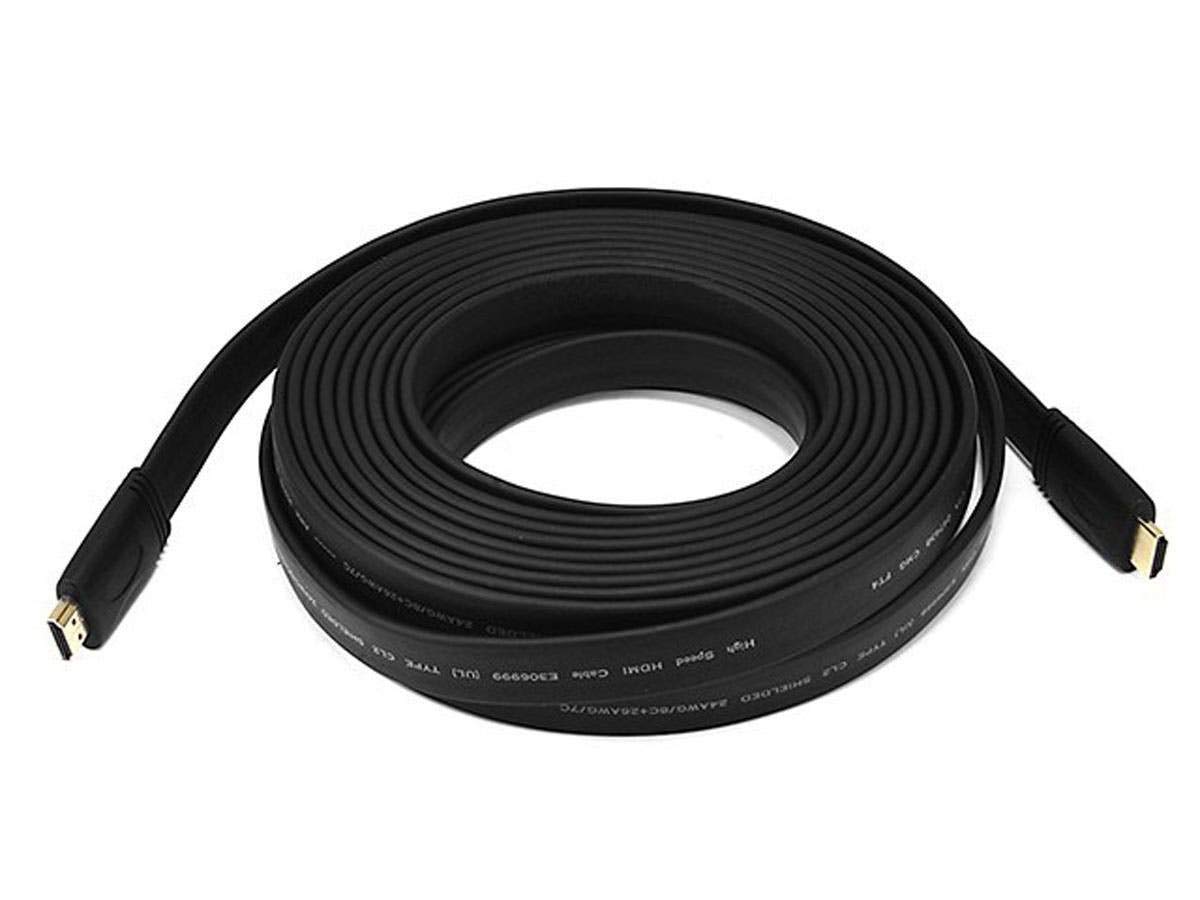 Monoprice Commercial Series Flat High Speed HDMI Cable, 4K @ 24Hz, 10.2Gbps, 24AWG, CL2, 3ft, Black
