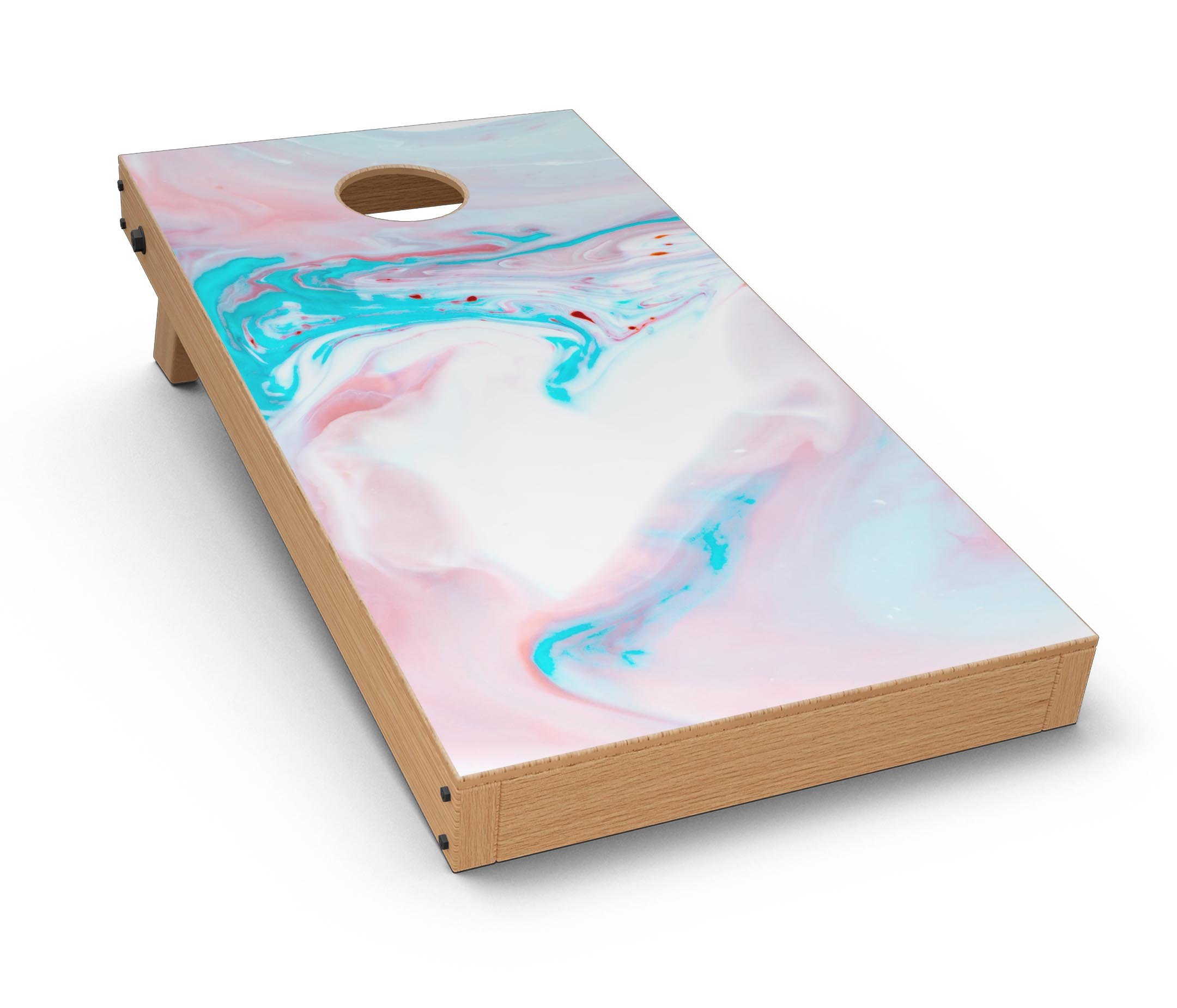 Design Skinz Marble Skin Set for Cornhole (Skin Only) - Marbleized Teal and Pink V2