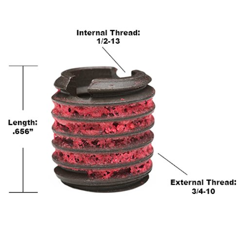 E-Z LOK - 329-8 E-Z Lok Externally Threaded Insert, C12L14 Carbon Steel, Meets AISI 12L14, 1/2"-13 Internal Threads, 3/4"-10 External Threads, 0.656" Length, Made in US (Pack of 5)