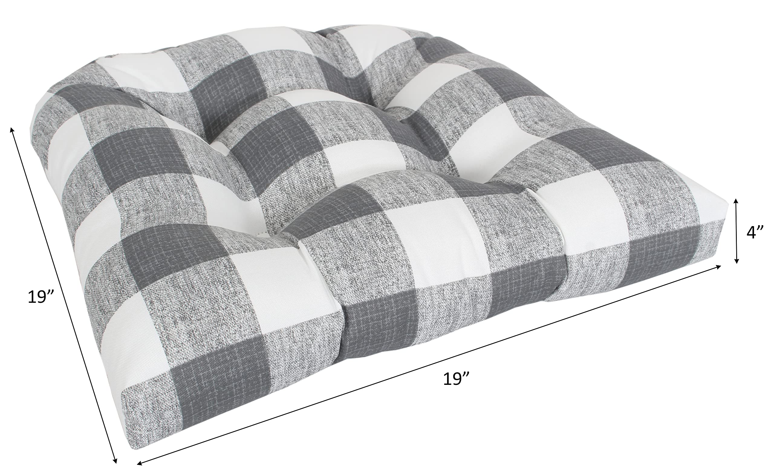 RULU Outdoor/Indoor Set of 2 Wicker Seats U Cushions 19"x19"x4" Patterson Stone, Gray
