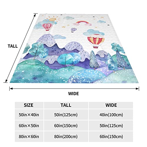 Cartoon Forest Hot Air Balloon Soft Lightweight Fleece Throw Blankets Cozy Warm Fuzzy Plush Microfiber Blanket for Sofa Couch Bed All-Season 60"X50"
