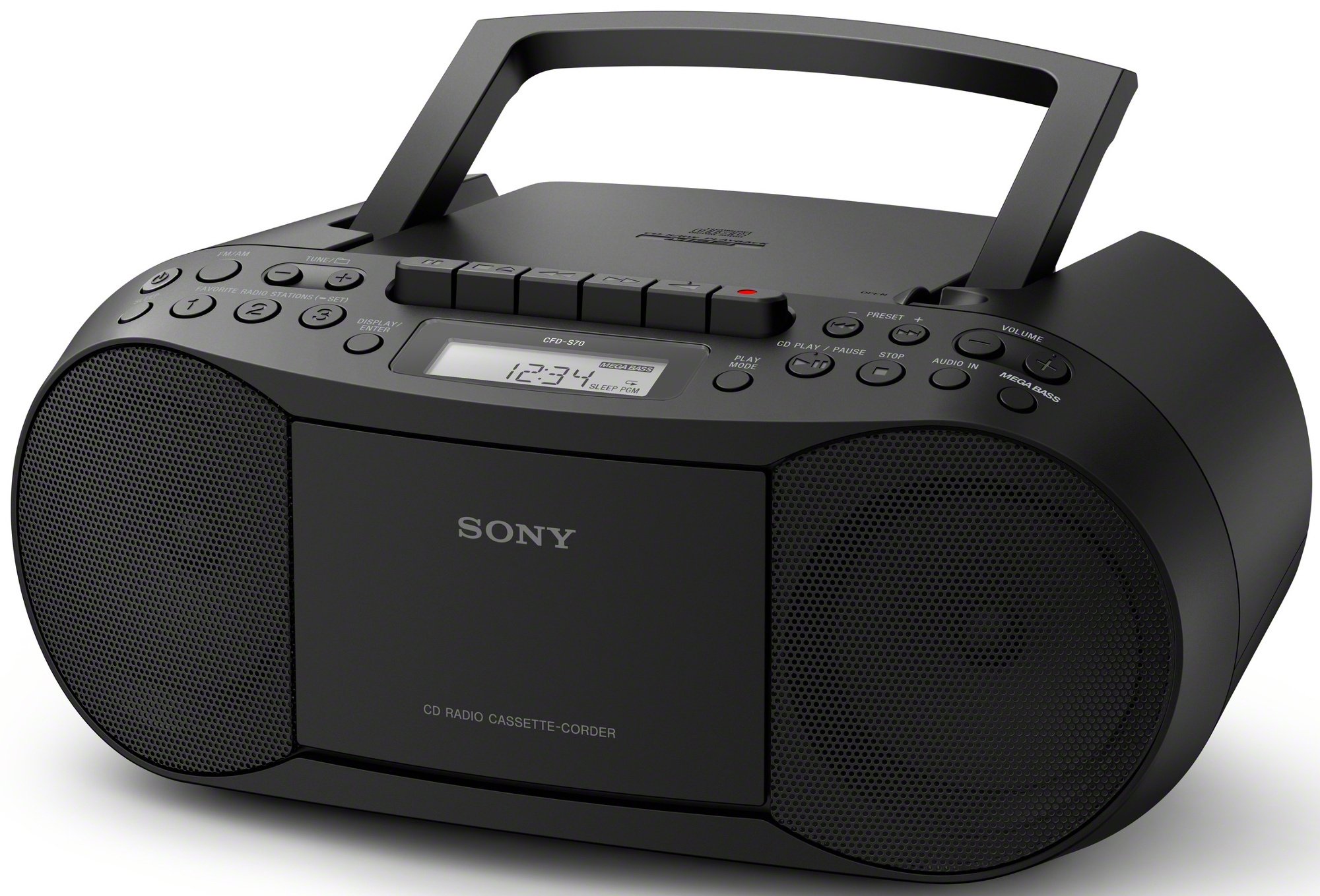 Sony Portable Full Range Stereo Boombox Sound System with MP3 CD Player, AM/FM Radio, 30 Presets, Headphone and AUX Jack - Bonus DB Sonic CD Head Cleaner