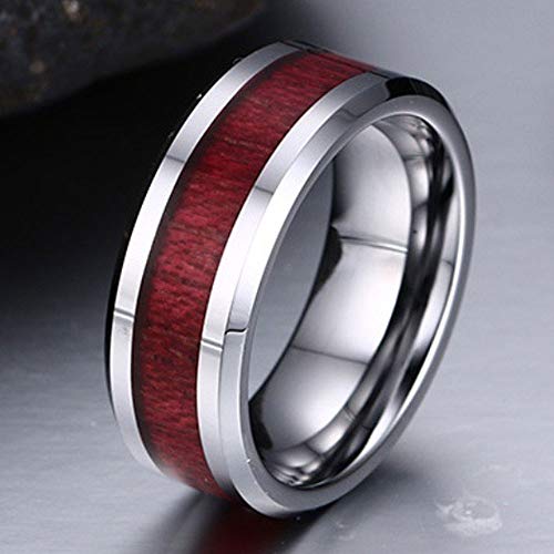 AJZYX His Hers Couples Matching Rings Women's 2pc White Gold Plated Heart Shape Simulated Ruby CZ Engagement Ring Bridal Sets & Men's Stainless Steel Wedding Band Women Size 7