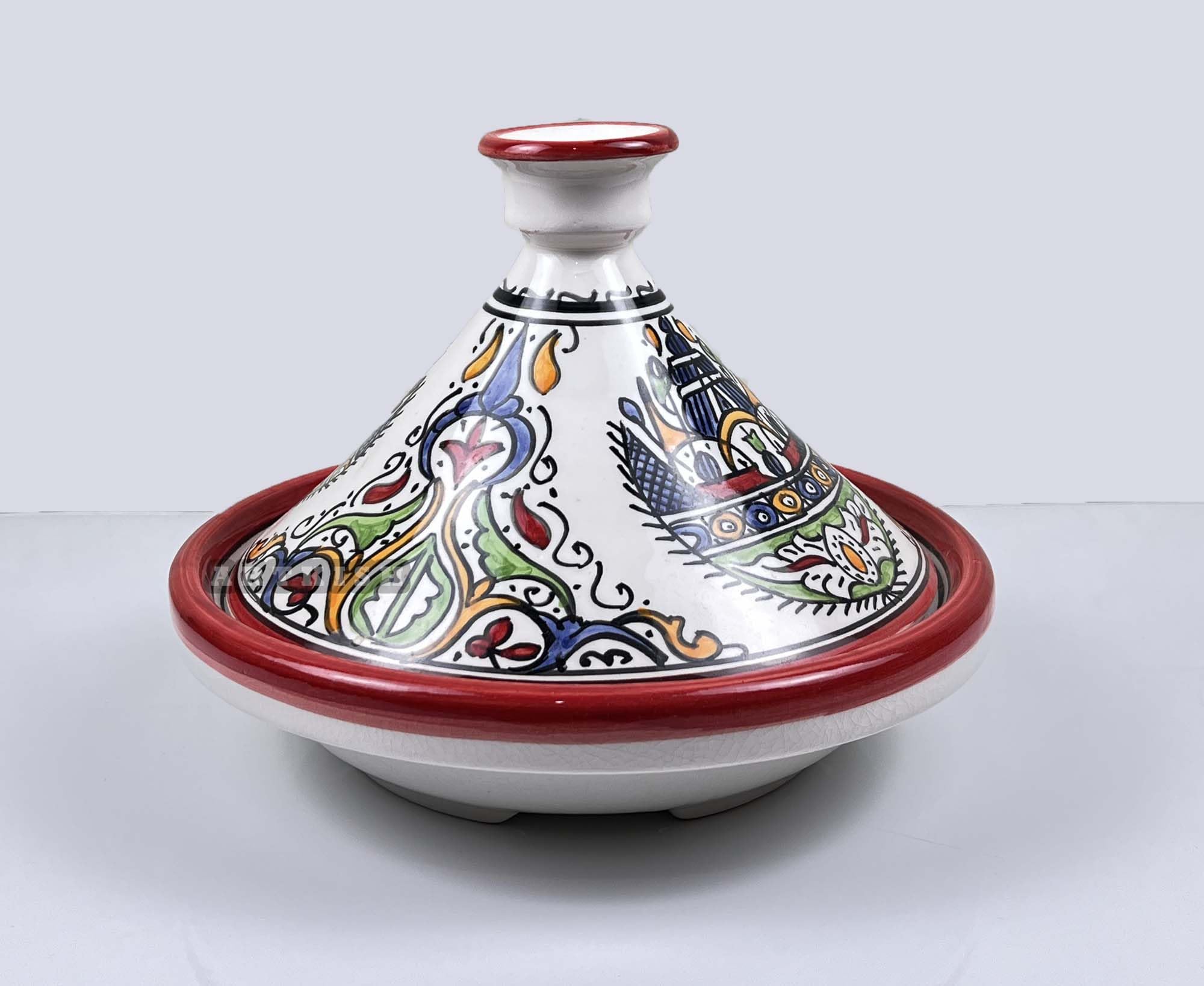 ARTKISH Hand Made and Hand Painted Artisan Tagine Cooking Pot | Moroccan Ceramic Pots For Serving and Stew Casserole Slow Cooker, Large Pottery Cookware Ideal for Kitchen Decor. (20cm = 8 inch)