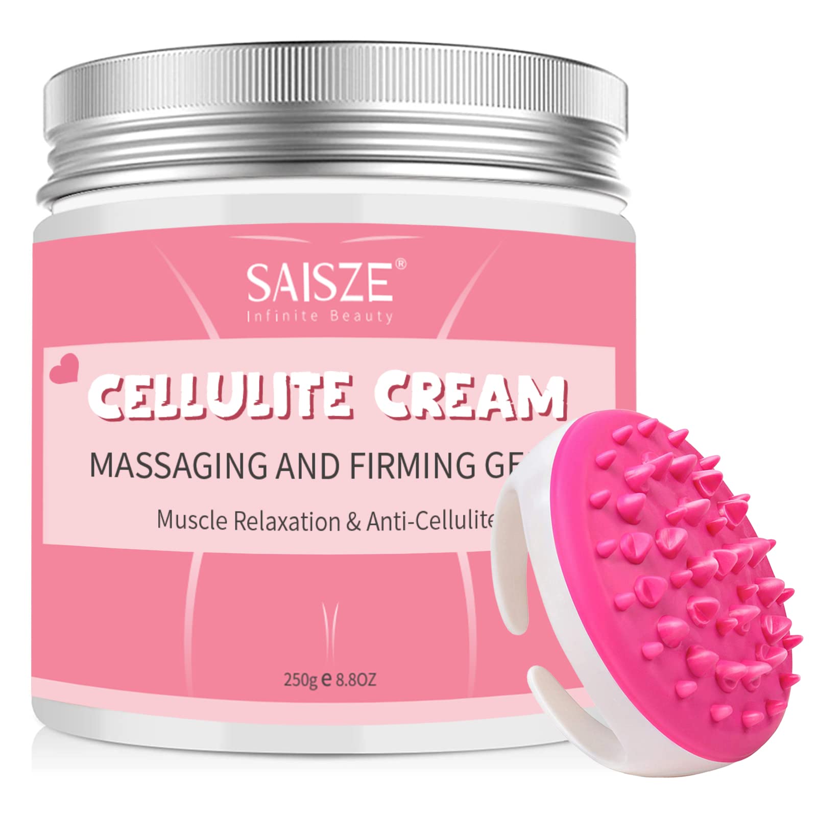 SAISZE Anti Cellulite Body Slimming Cream 8.8oz & Massager and Remover Brush Mitt (Slimming Cream + Massager)