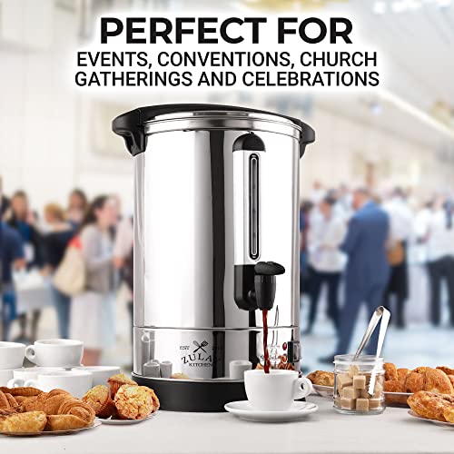 Zulay Premium 100 Cup Commercial Coffee Urn - Stainless Steel Large Coffee Dispenser For Quick Brewing - Automatic Hot Water Dispenser - Ideal for Large Crowds - Coffee Dispenser For Any Occasion