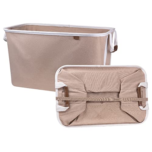 CleverMade Collapsible Fabric Laundry Basket - Premium Foldable Pop Up Storage Bin - Space Saving Hamper with Side Handles Large, Mocha, 2 Pack