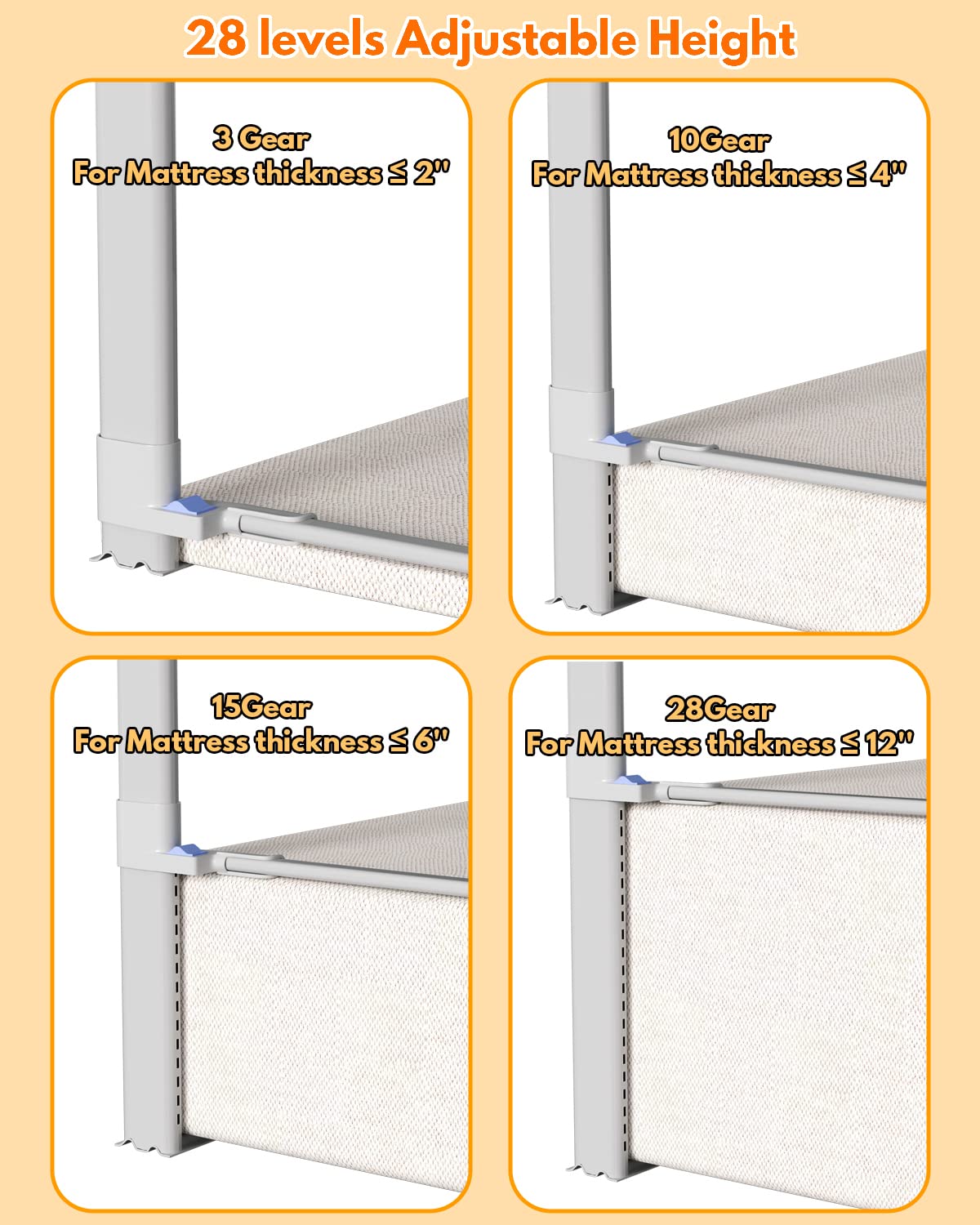 Athradies Bed Rails for Toddlers, 75'' Extra Long Toddler Bed Rails for Kids, Height Adjustable Baby Bed Rail Guard for Twin, Full, King, Queen Size Bed(1 Side, Grey)