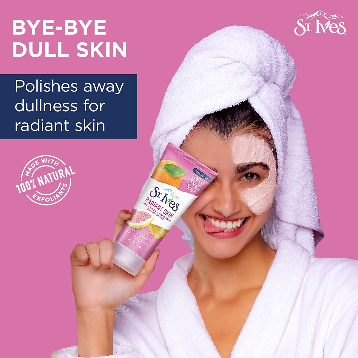 St. Ives Radiant Skin Pink Lemon and Mandarin Orange Face Scrub 6 oz (Pack of 2)