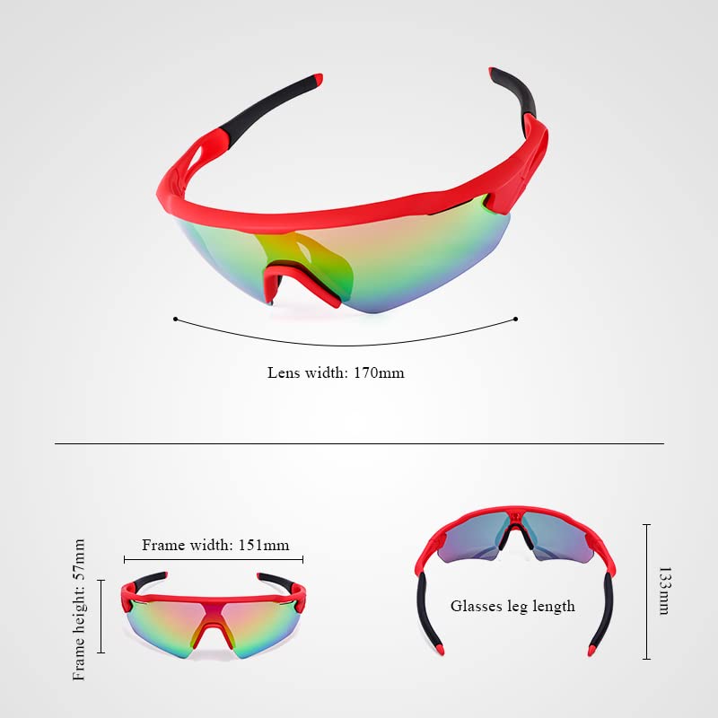 Airbin Motorcycle Glasses 100% UV Protection Windproof Anti-Glare Lenses Bike Ski Goggles Snow Goggles Red