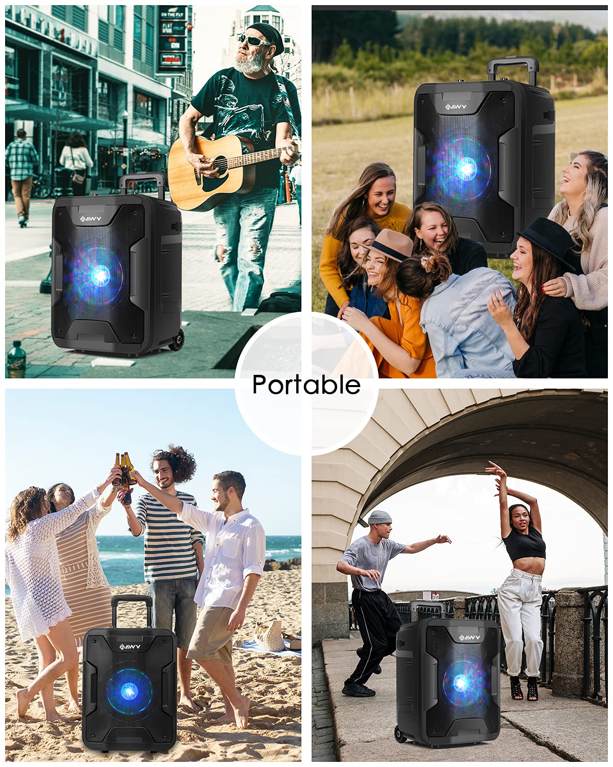 Karaoke Machine for Adults, Wireless Portable PA System Bluetooth Karaoke Speaker with 8" Subwoofer, 2 Wireless Microphones, Disco Ball Light for Christmas Singing Party Home Karaoke Outdoor