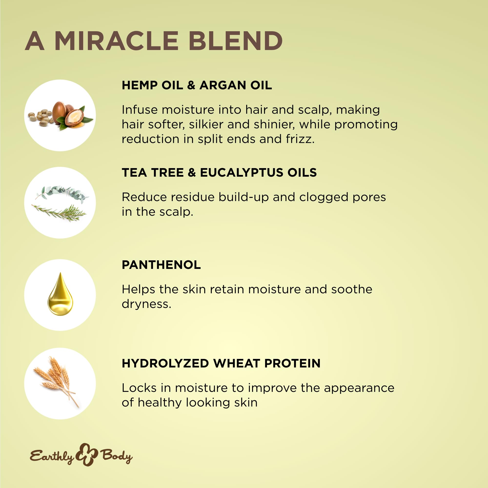 Earthly Body Miracle Oil Tea Tree Conditioner, 16 oz. - Detangles, Tames Frizz & Nourishes Roots - Tea Tree, Hemp Seed, Argan & Eucalyptus Oils - 100% Vegan, Cruelty Free