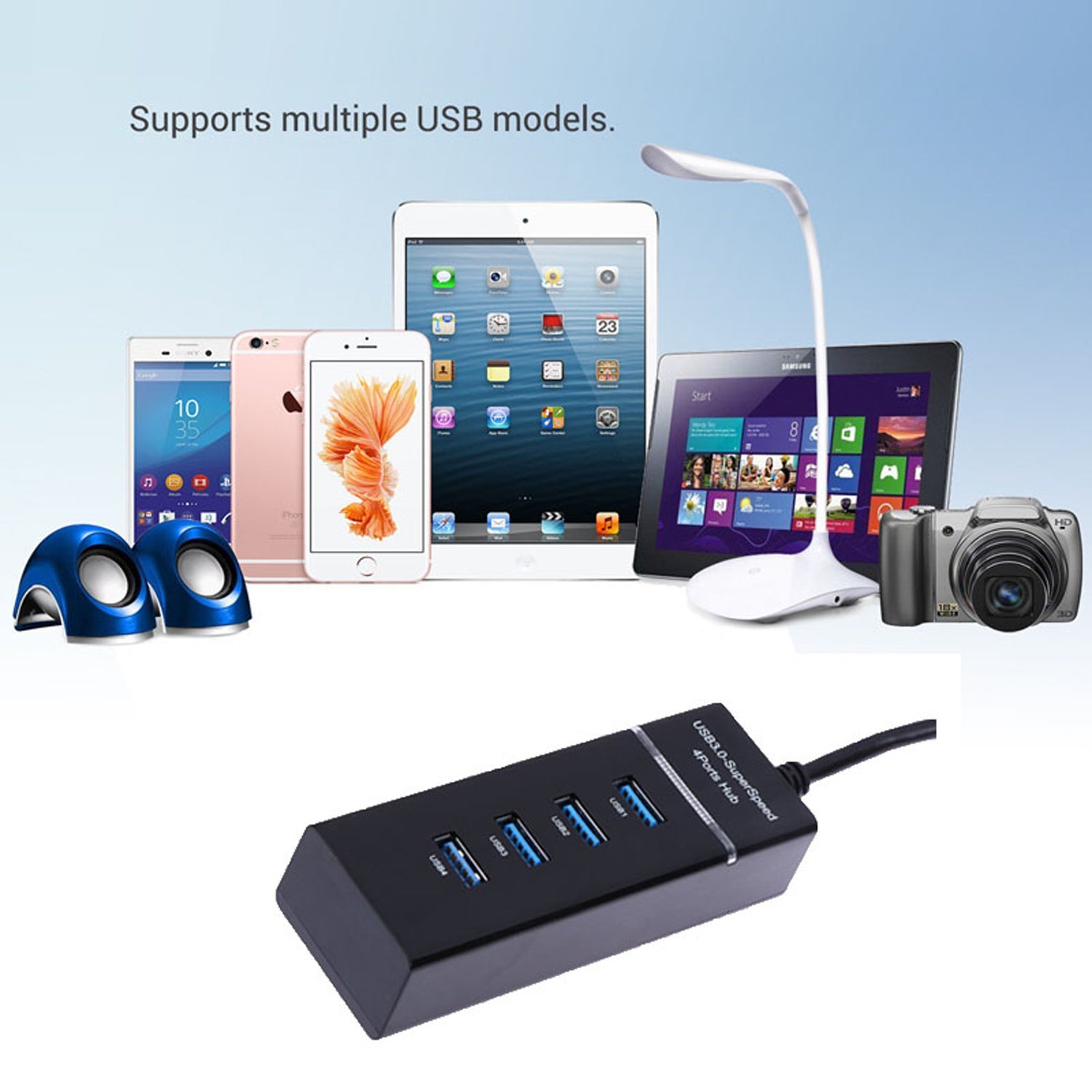 XBOSS C8 4 Port USB 3.0 Hub High Speed 5Gbps Transfer Speed Lightweight USB Cable Adapter for PS4/PS4 Slim/Ps4 Pro/XBOX ONE/XBOX360/Computer Laptop PC