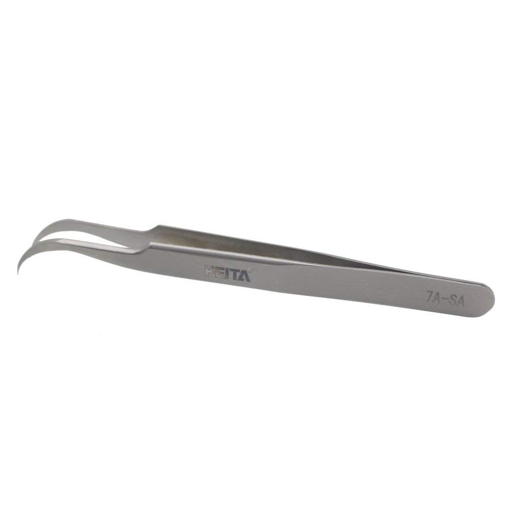 Individual C-Shaped Tip Lashes Tweezer - FEITA Professional Stainless Steel Curved Tweezers Precision for 3D Volume Eyelashes Extensions (1 Pc)