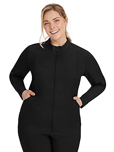 Healing Hands Scrub Jacket for Women 2 Pocket Purple Label Scrubs 5038 Dakota Zip up Womens Jacket Black M