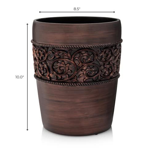 Essentra Home Small Trash Can β Decorative Bronze Wastebasket Ideal for Bathroom, Bedroom or Office β Garbage Can with 2.2 Gallon Capacity β Bronze Collection