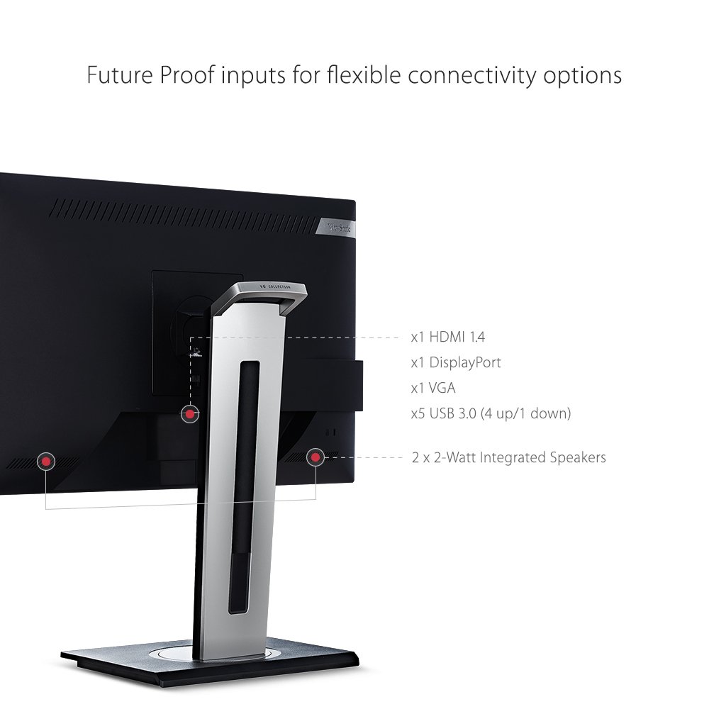 ViewSonic VG2748 27" IPS 1080p Ergonomic Monitor with HDMI DisplayPort USB and Tilt for Home and Office, Black (Renewed)