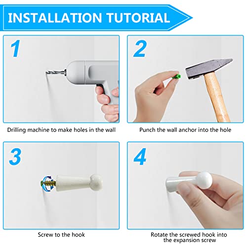Svaitend Screw-On Solid Wood Hook Coat Hook Towel Hook Shaker Pegs for Bathroom Livingroom Garden 10 Pieces (White Paint)