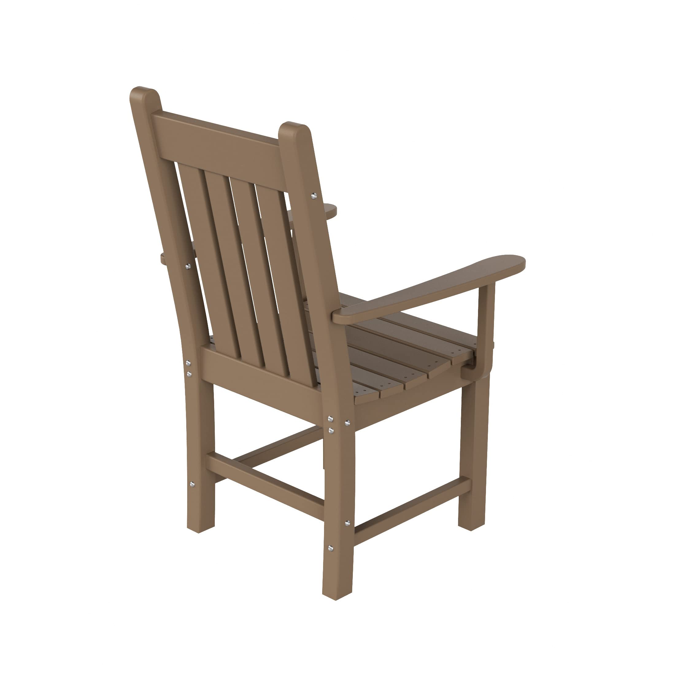 WestinTrends Malibu Classic Outdoor Dining Chairs with Arms, All Weather Poly Lumber Adirondack Patio Chairs Restaurant Bistro Chairs Support 350 LBS, Arched Backrest and Curved Seat, Weathered Wood