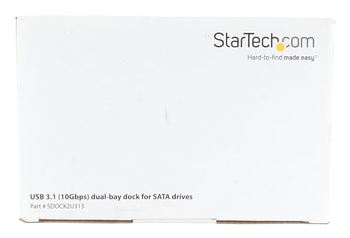 StarTech.com Dual-Bay USB 3.1 to SATA Hard Drive Docking Station, USB 3.1 (10 Gbps), External 2.5/3.5" SATA I/II/III, SSD/HDD Docking Station, Hot-Swap Hard Drive Bay, Top-Loading (SDOCK2U313)