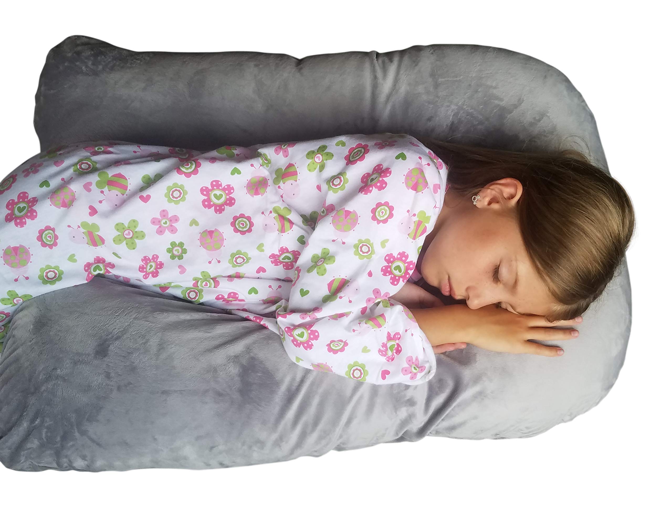 Sleep Zzz Bedtime Pillow w/Removable Washable Cover- Grey Color
