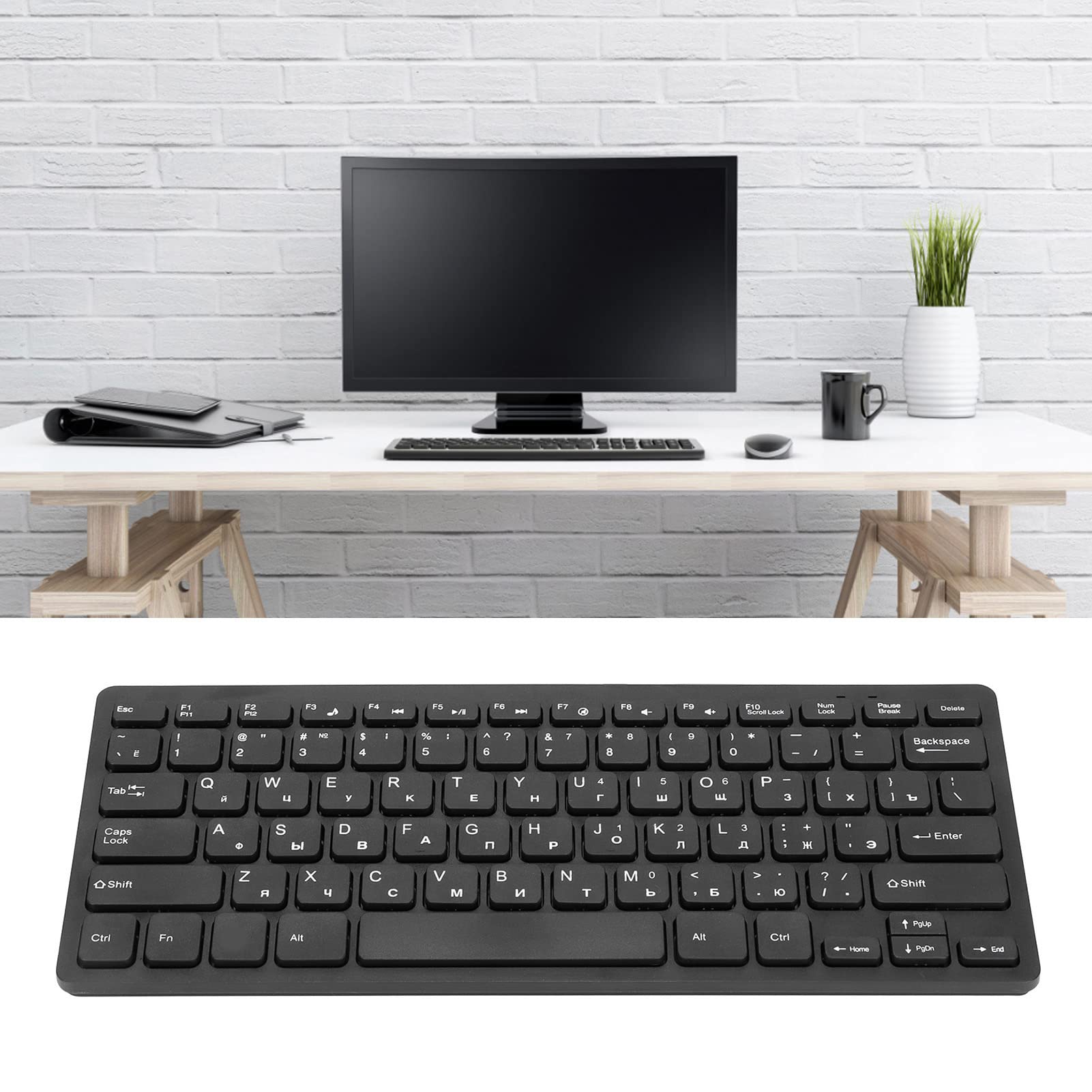 Asixxsix Wired USB Keyboard, Ergonomic Design 78 Keys Mechanical Keyboard Wired Computer Keyboard Gaming Keyboard Black Keyboard for PC Laptops Notebook Computer, Plug and Play (Russian)