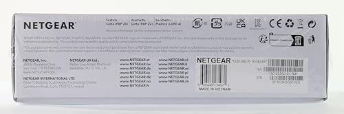 NETGEAR 8-Port Gigabit Ethernet PoE Network Switch, Hub, Internet Splitter (GS108LP) - with 8 x PoE+ @ 60W Upgradeable, Desktop/Rackmount, and ProSAFE Lifetime Protection