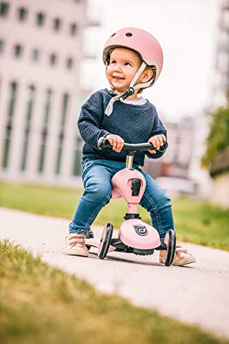 Scoot and Ride - Matte Finish Kid's Helmet with Adjustable Straps (Rose, XXS Small-Small) - Includes LED Safety Light and Soft Fleece Padding for Extra Protection
