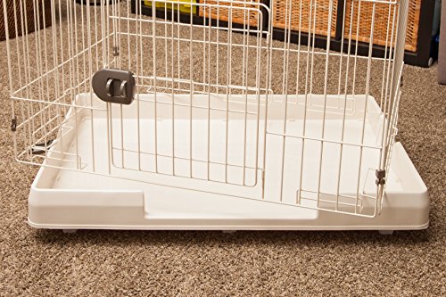 IRIS USA Medium Portable Wire Animal Cage, Easy Assembly Wire Dog Crate Animal House with Removable Casters and Top Access, Almond/Brown