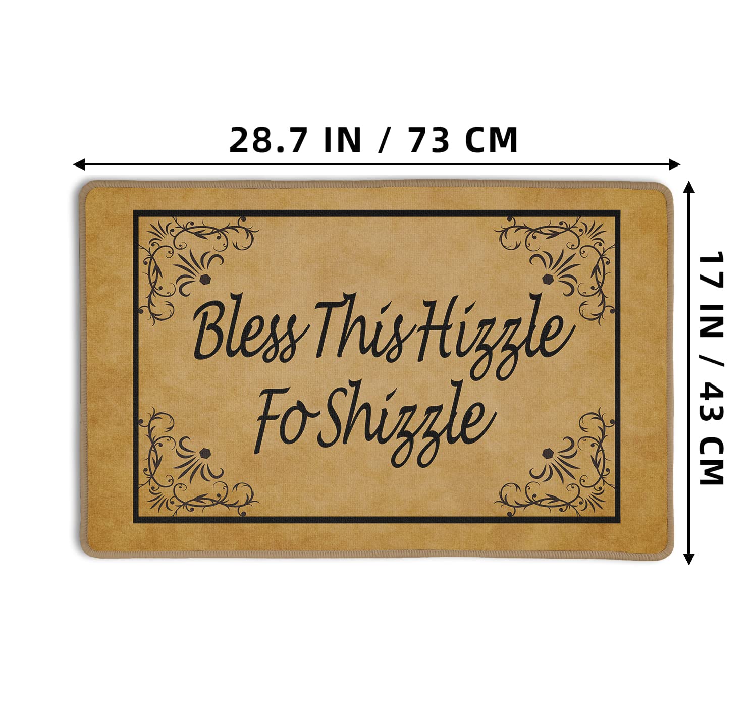 Funny Doormat,Bless This Hizzle Fo Shizzle Welcome Mat,Non-Slip Outdoor Indoor Backing Doormat Garden Entryway Rubber Rug Home Decor