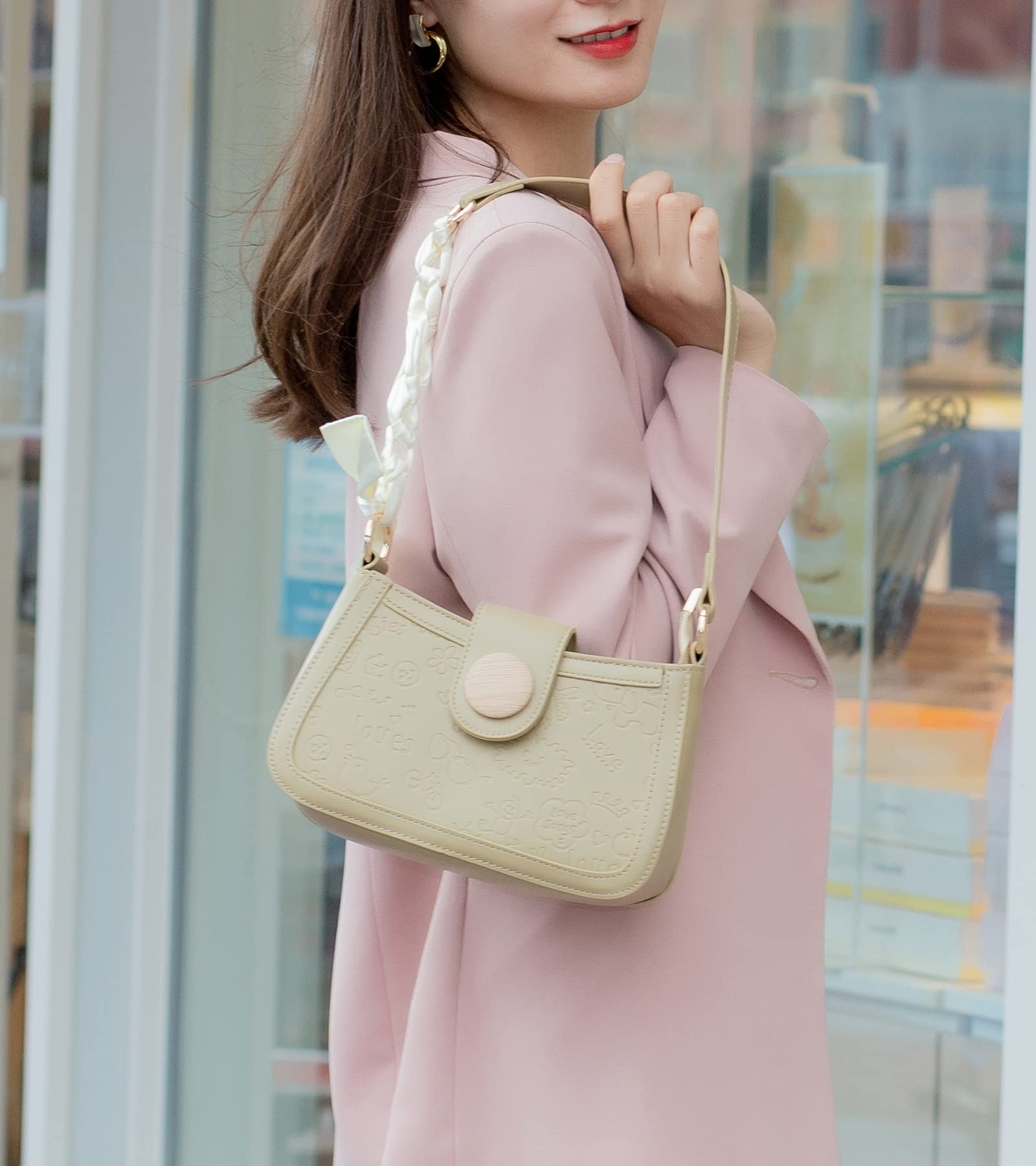 GOPHRALOVE Stylish Small Cute Clutch Shoulder Purse with Zipper for Woman (Light Green)