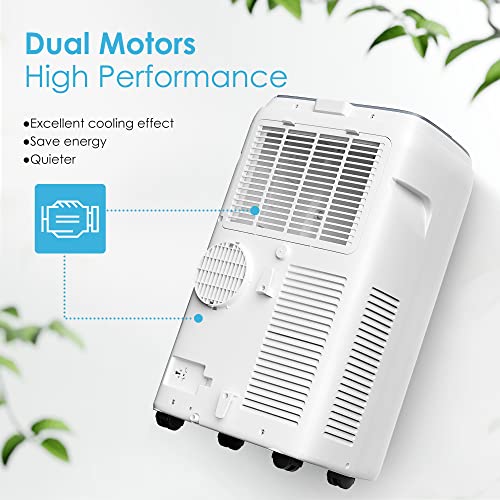 Euhomy 10,000 BTU Portable Air Conditioners with Built-in Dehumidifier, Fan, Quiet AC Unit Cools Rooms to 350 sq.ft, LED Display, Remote Control, Complete Window Mount Exhaust Kit, White.