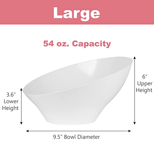 PARTY BARGAINS Angled Plastic Bowls - [5 Pack] White, Heavy-duty Premium Quality Large Serving Bowl, Excellent for Weddings, Baby & Bridal Showers, Parties & More