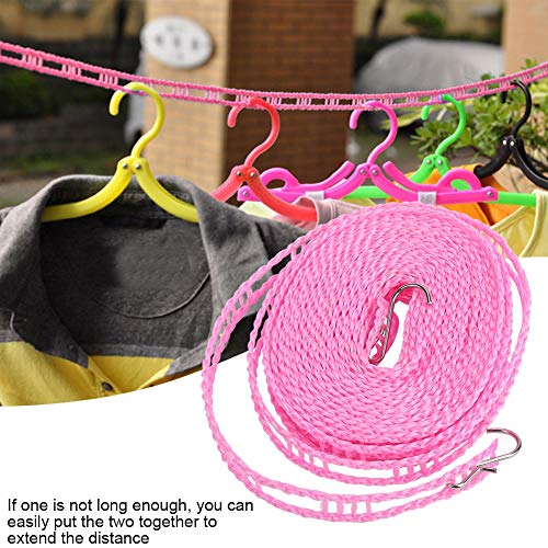 Bnineteenteam 2pcs Clothesline,Clothes Drying Rope Windproof Travel Clothesline for Indoor Outdoor Laundry Clothesline for Camping Travel & Home Use (2pcs-Pink)