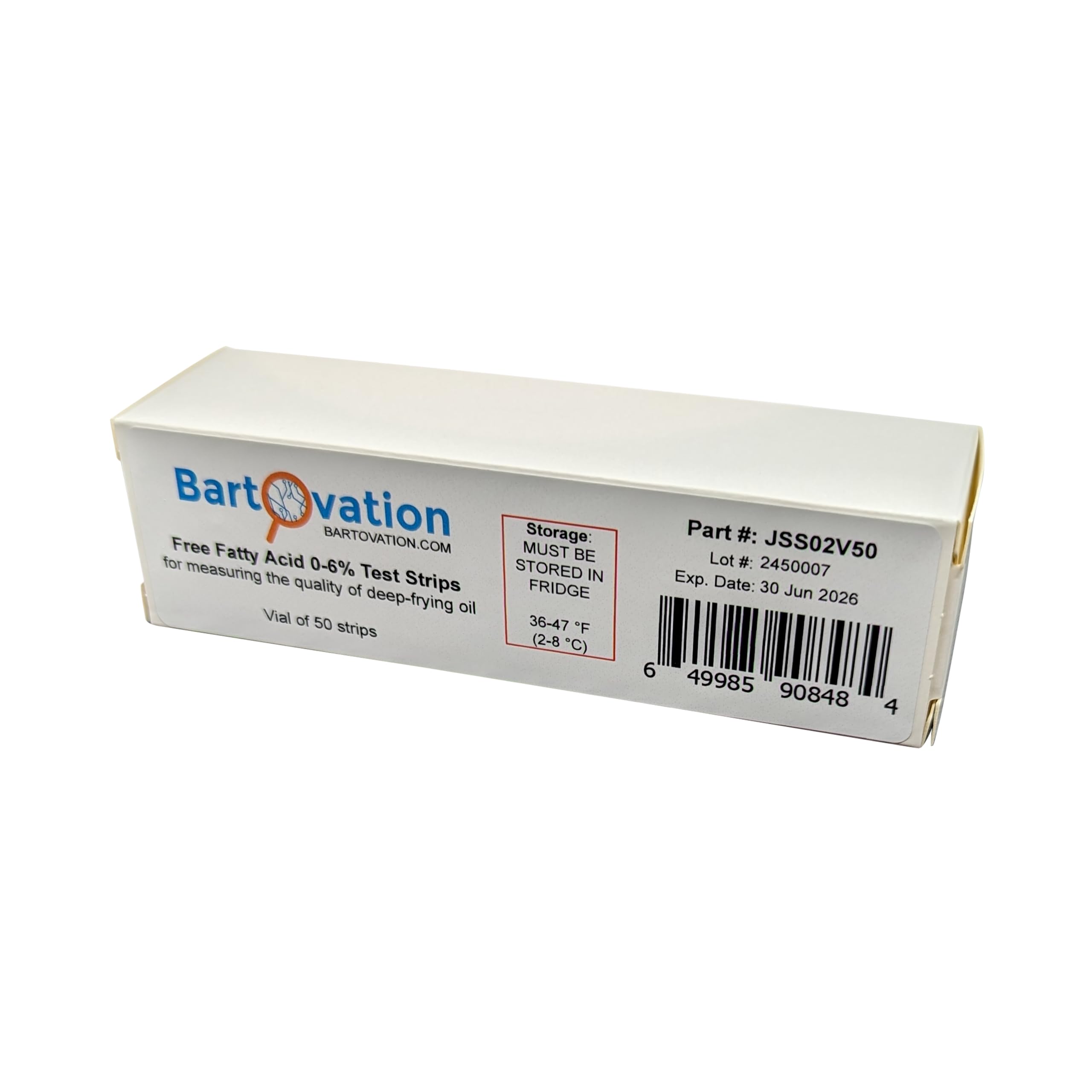 Frying Oil Quality Test Strips, High Range Free Fatty Acid (FFA) 6% [Vial of 50 Test Strips]