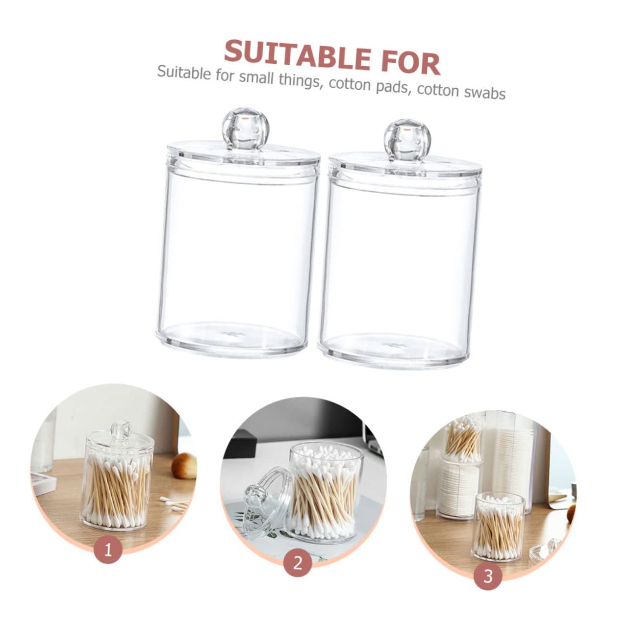 FELTECHELECTR 2pcs Box Cotton Ball Storage Box Glass Storage Jars Cotton Pad Holder Glass Stand Jewelry Organizer Tray Tool Organizer Box And Cotton Holder Set Multipurpose Cosmetic Organizer