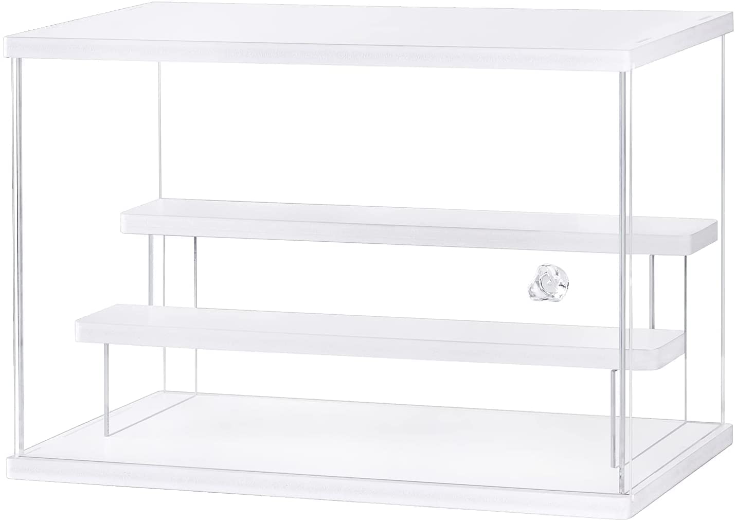 Acrylic Display Case, Clear Display Storage Box Countertop Cube, 3 Tiers with 2 Removable Ladder Shelves Dustproof Protection Showcase for Action Figures, Any Toys, Collectibles - 12.4x7x8.6in