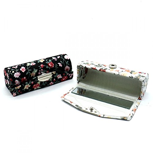 SenseYo 4 Pcs Ladies Floral Lipstick Case Holder with Mirror, Cosmetic Storage Kit Makeup Travel Cases Organizer Bag for Purse