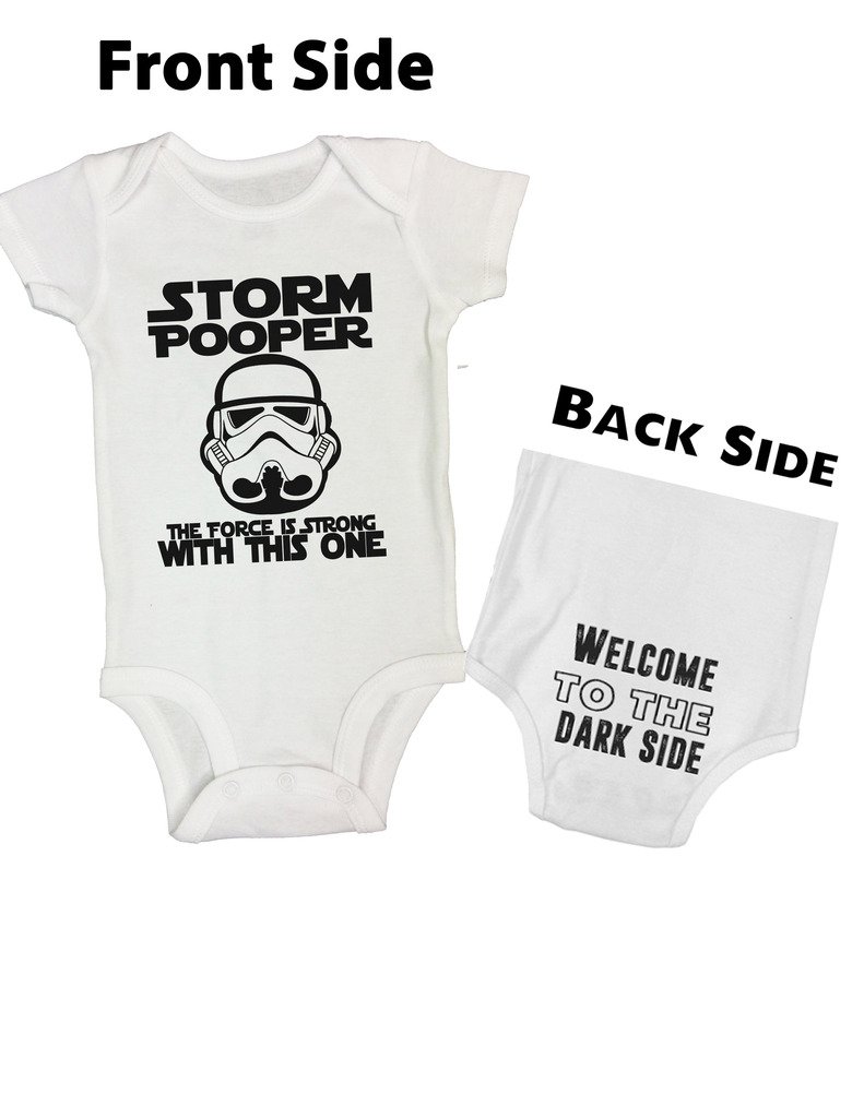 Cute Double Sided Star Wars Bodysuit Storm Pooper Welcome to The Dark Side 6-9 Months, White