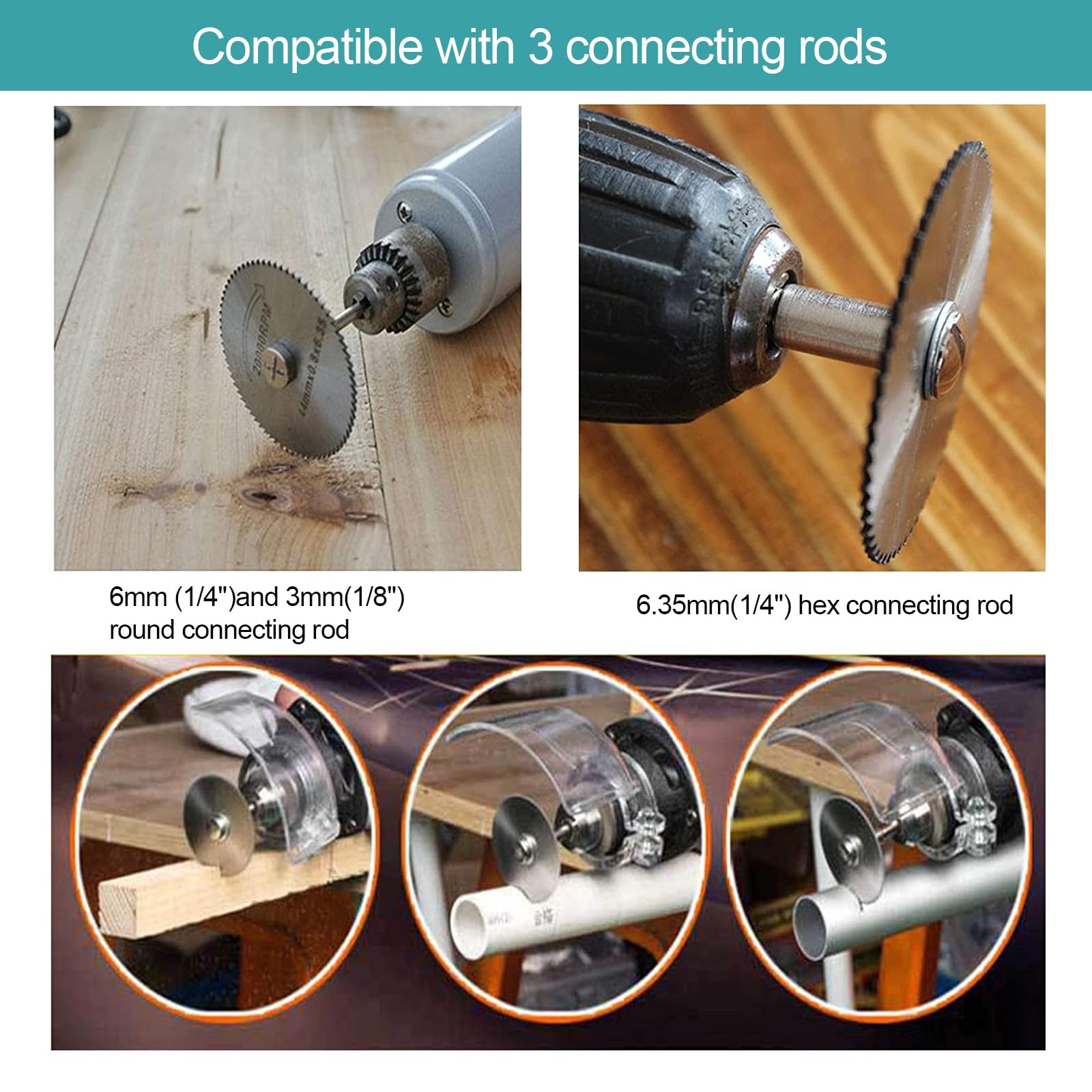 9PCS PVC Pipe Inside Cutter Set (6Pcs Rotary Drill Saw Blades with 1/4" Hex Shank & Round Shank) Plastic Plumbing Inside Cutter, HSS Saw Disc Wheel Cutting Blades for Drills Rotary Tools