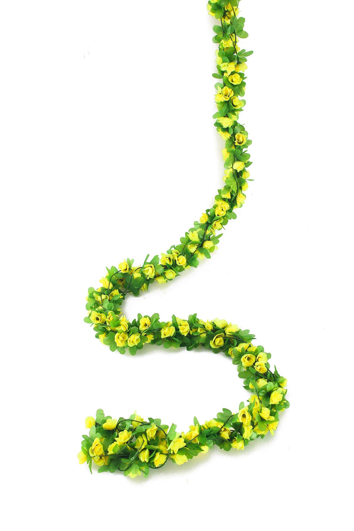 Charmly 6 Pcs 45 FT Artificial Little Rose Vine Fake Silk Flowers Garlands Hanging Rose Ivy Plants Home Hotel Office Wedding Party Garden Craft Art Décor Spring Yellow