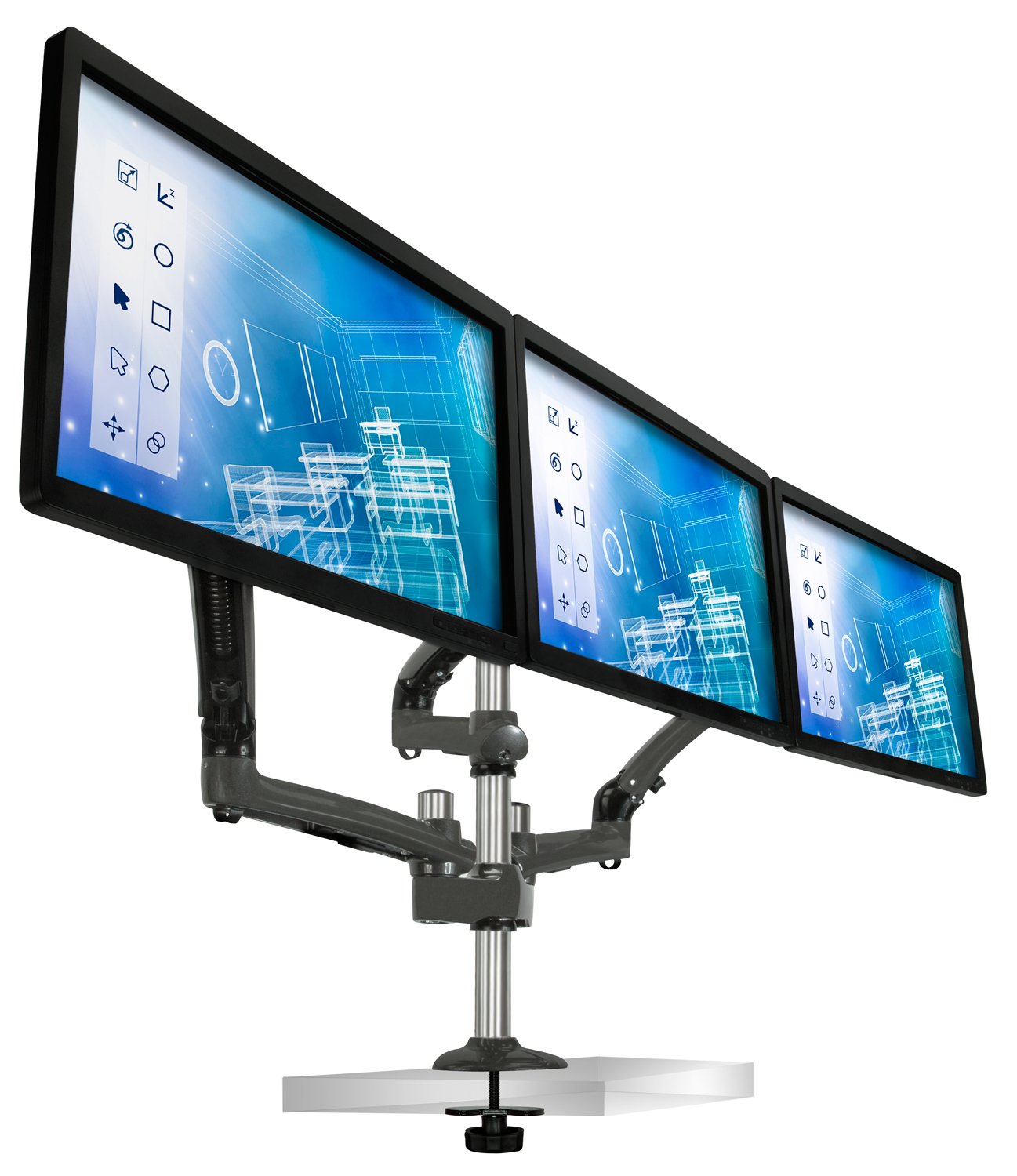 Mount-It! MI-4PC313G Triple Desk Monitor Mount, Gray