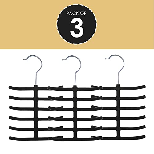 Home Basics Velvet Tie Holder Organizer (3 Pack), Black