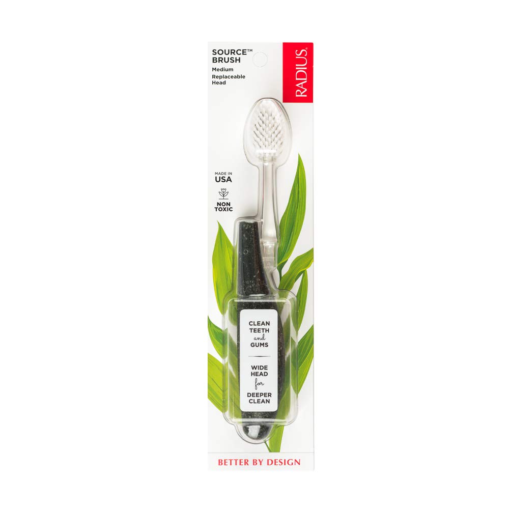 RADIUS Toothbrush Source Floss Brush BPA Free & ADA Accepted Improve Gum Health & Reduce Gum Issues - Medium - Money - Pack of 1