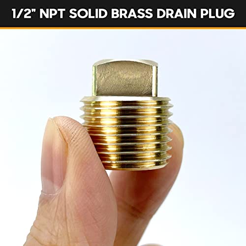 Boat Plugs 1/2 Inch Npt Solid Brass Boat Drain Plug, 2 Pack Garboard Drain Plug Boat Drain Plug Fits Most Boat Hulls (1/2 Inch NPT)