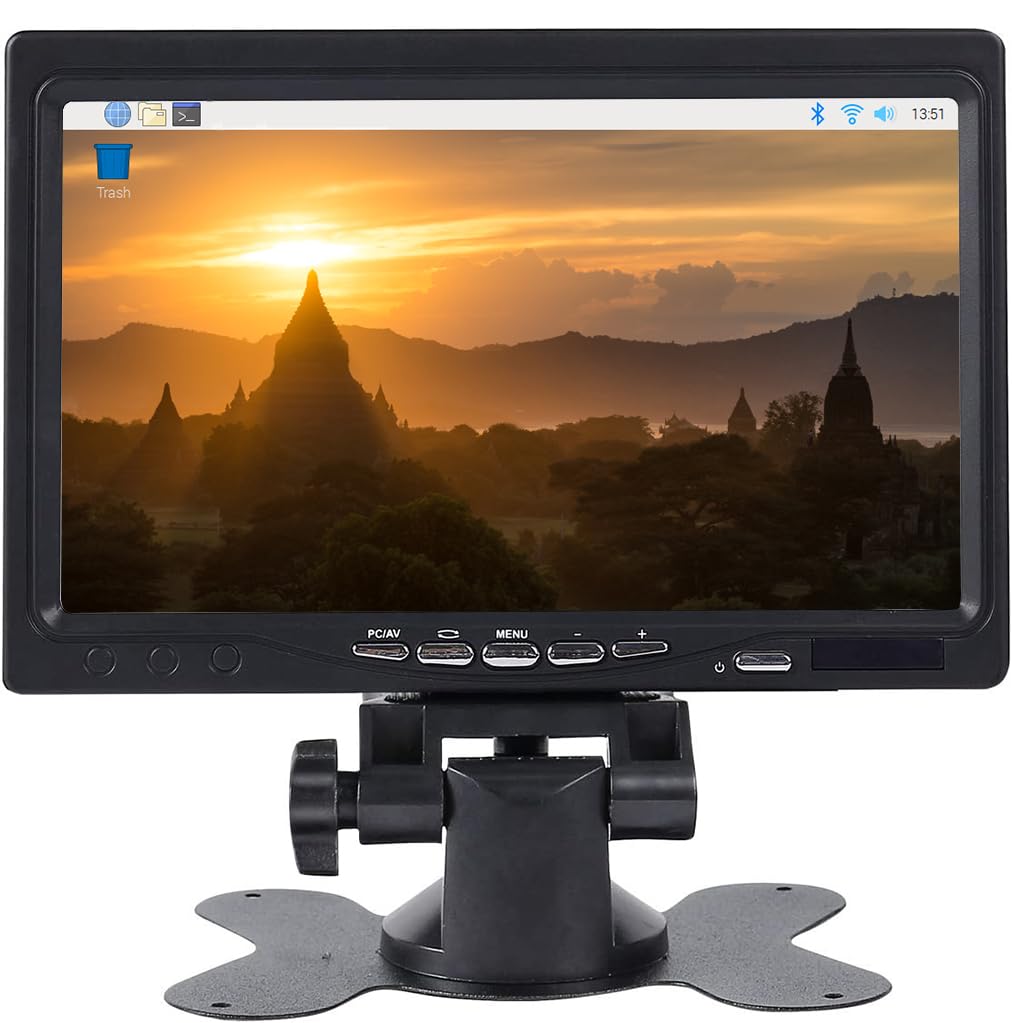 SunFounder 7 Inch HD TFT LCD Screen Monitor HDMI - 1024x600 Display AV VGA Input Built in Speaker for Raspberry Pi 400 4 Model B 3 Model B+ 3B CCTV Computer PC DVR Car
