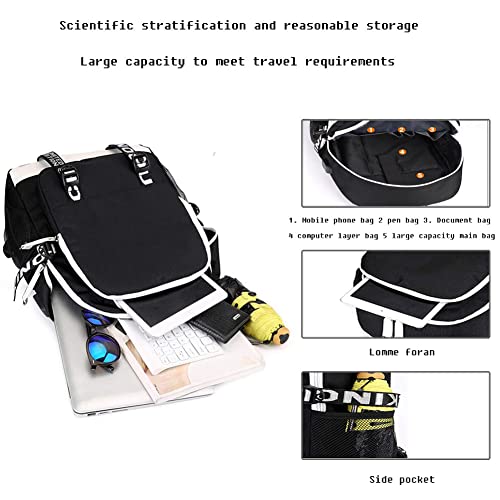 Casual Business Luminous Laptop Backpack USB Headphone Port University Student Men Women School Bag Outdoor Travel Bookbag (Ghost face)