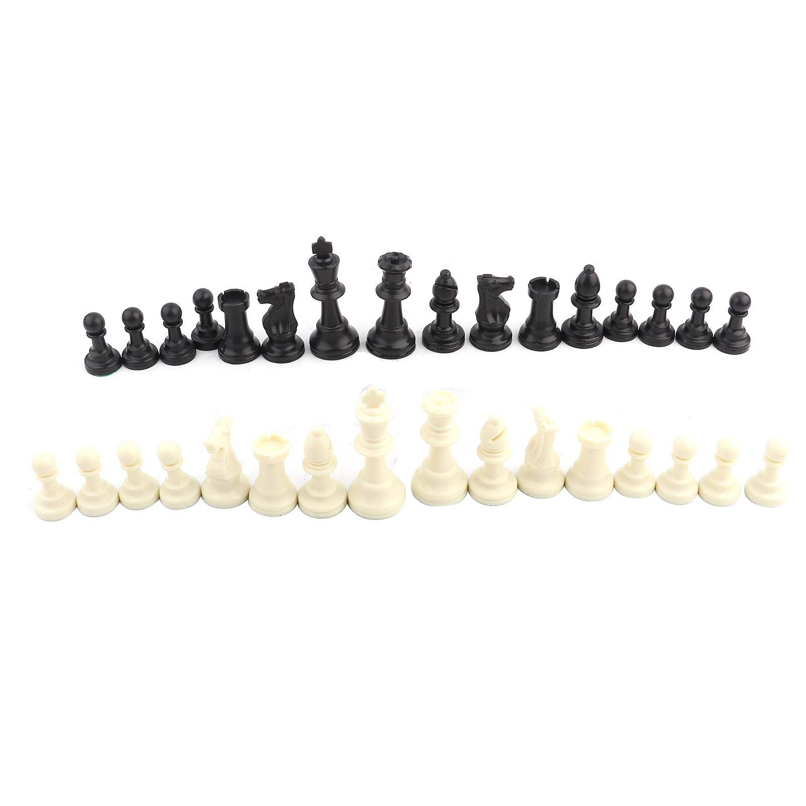 Chess Pieces Set, 32 Pcs Plastic Chessmen Set -16 Pcs Black & 16Pcs White Pieces for International Chess Game (Large 77mm)