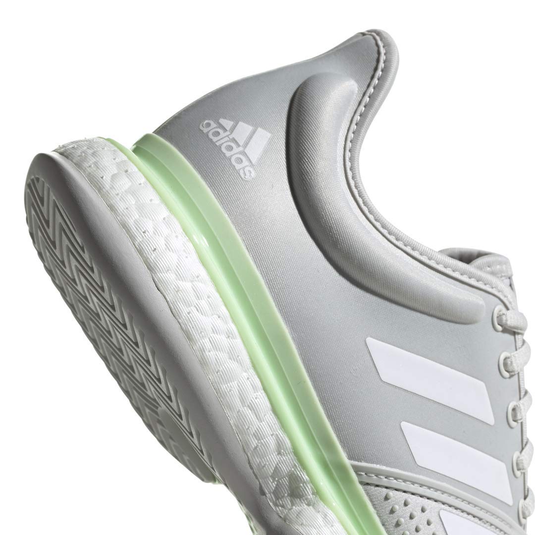 adidas Women's SoleCourt Boost Tennis Shoe, Glow Green/White/Grey, 11 M US