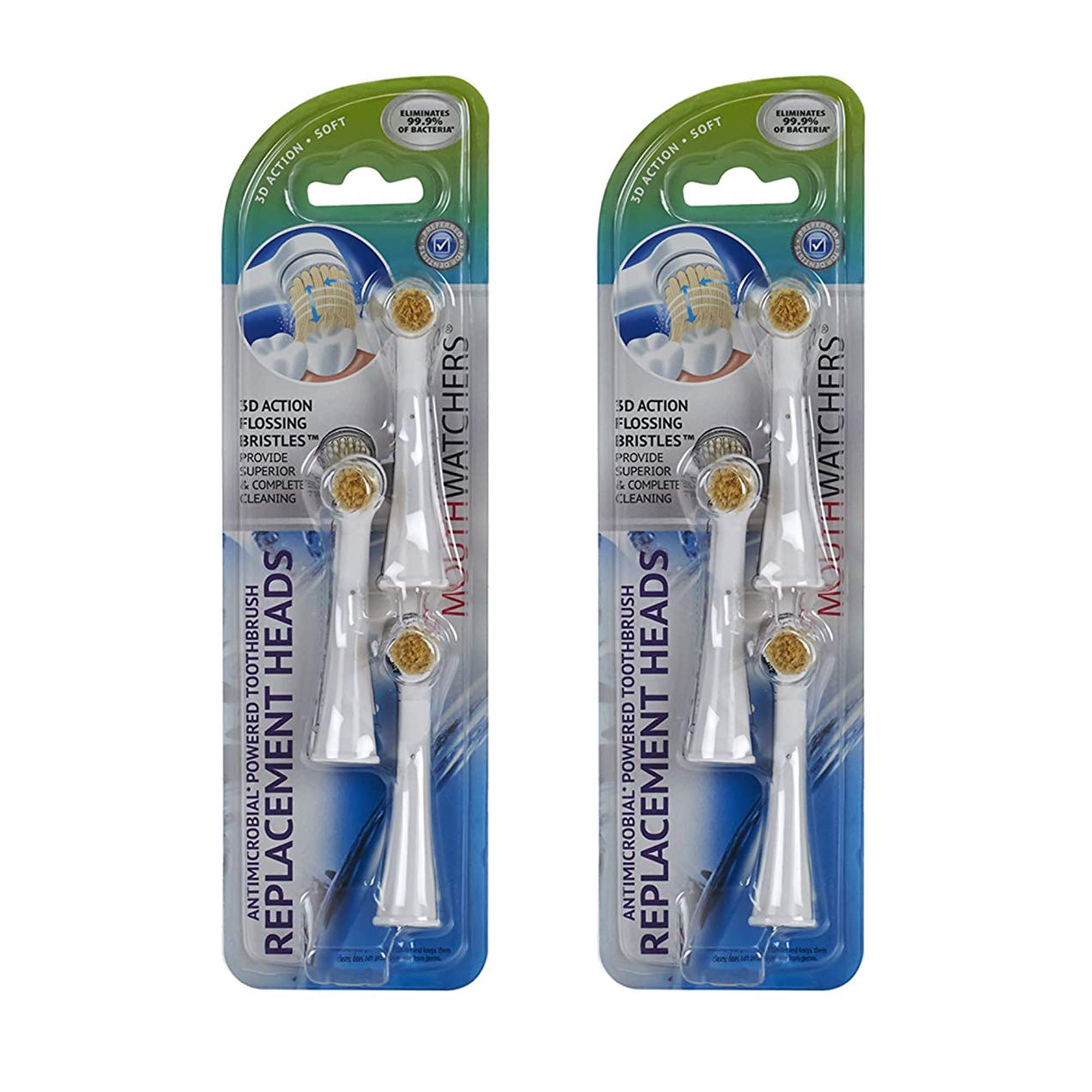 MOUTHWATCHERS - Toothbrush Replacement Heads - Clean Teeth for Adult - 6 Count - Floss Bristle Silver - Invented by Doctor Plotka's